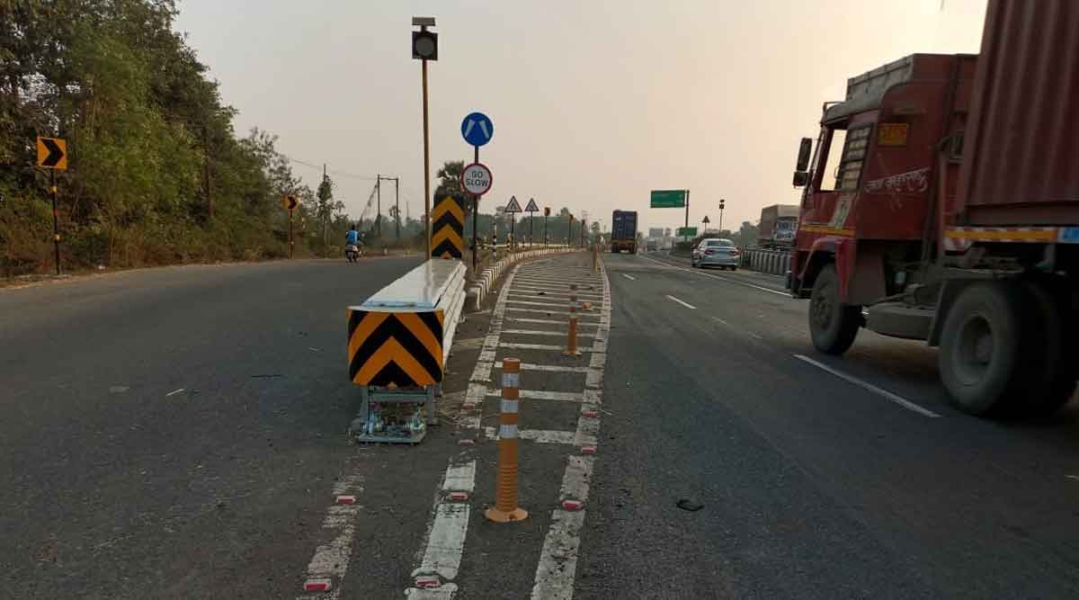 crash attenuater installed at cryus mistry accident spot zws 70