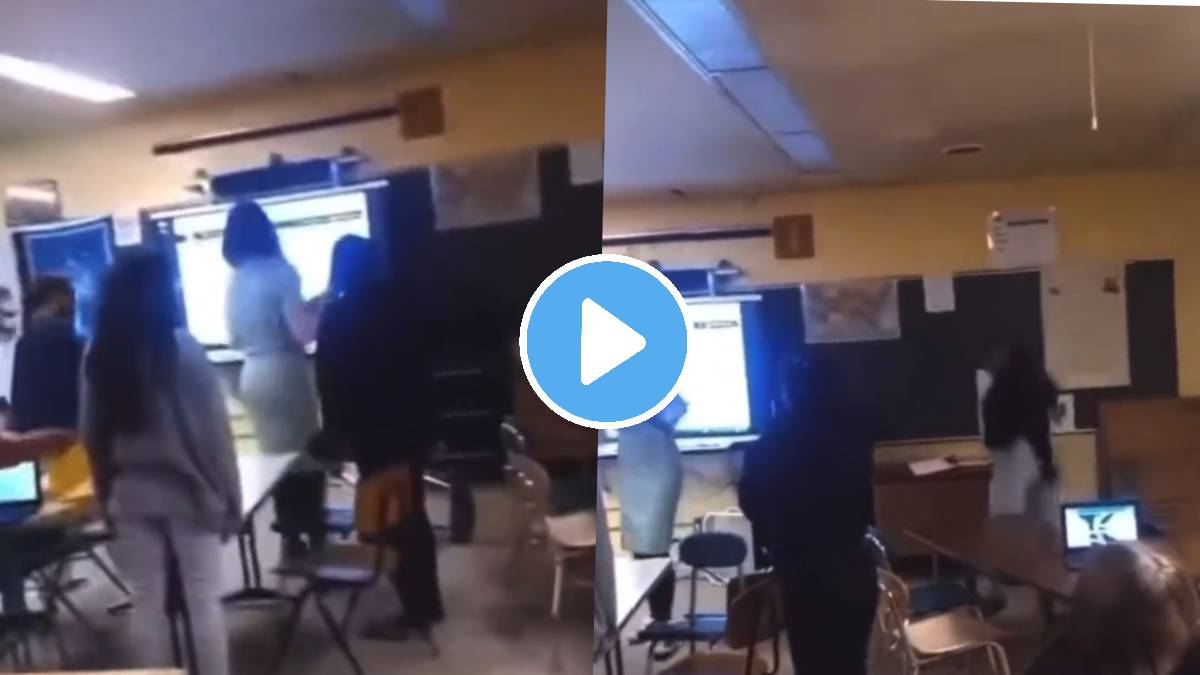 students hurl iron chair at teacher in classroom during argument ...