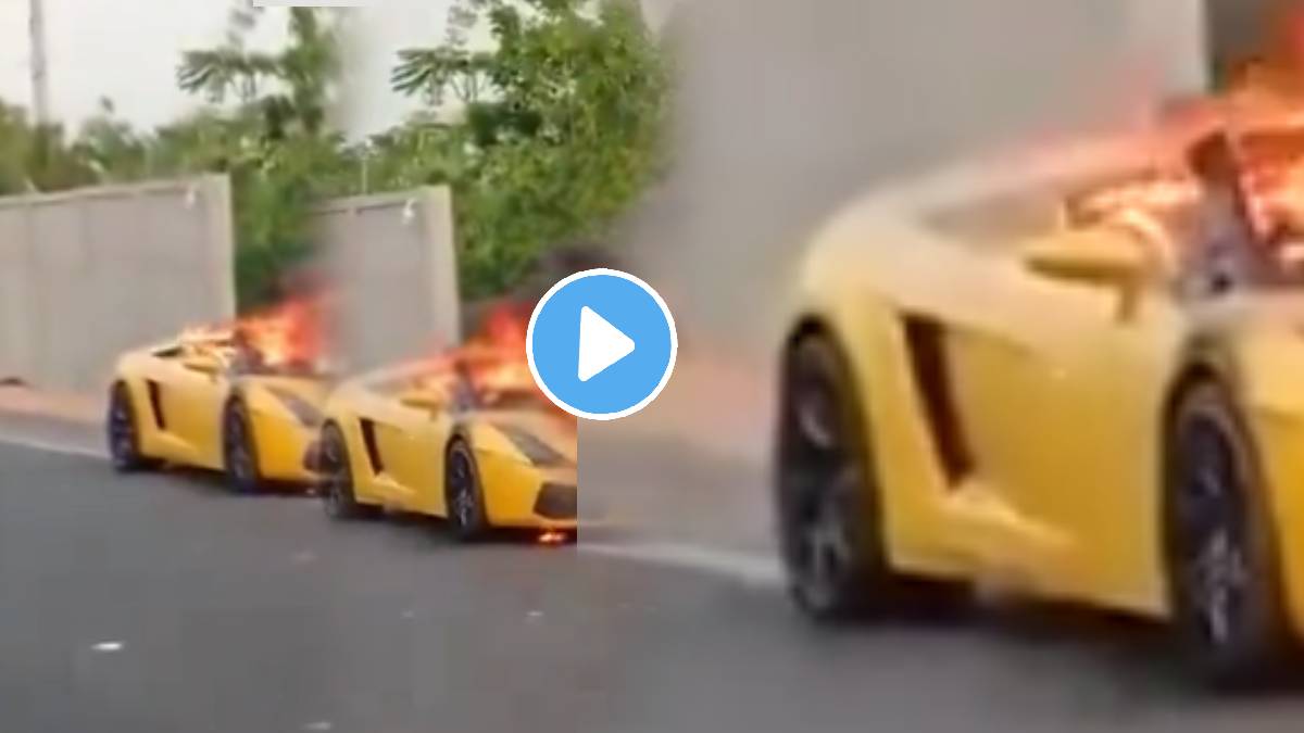 Lamborghini Car Fire Video: तेलंगानात गुंडांनी पेटवली ४ कोटींची ...