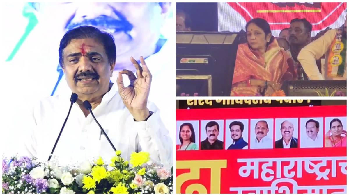 ajit pawar group ex mla vilas lande wife share stage of shiv swarajya yatra kjp 91 zws 70 | अजित ...