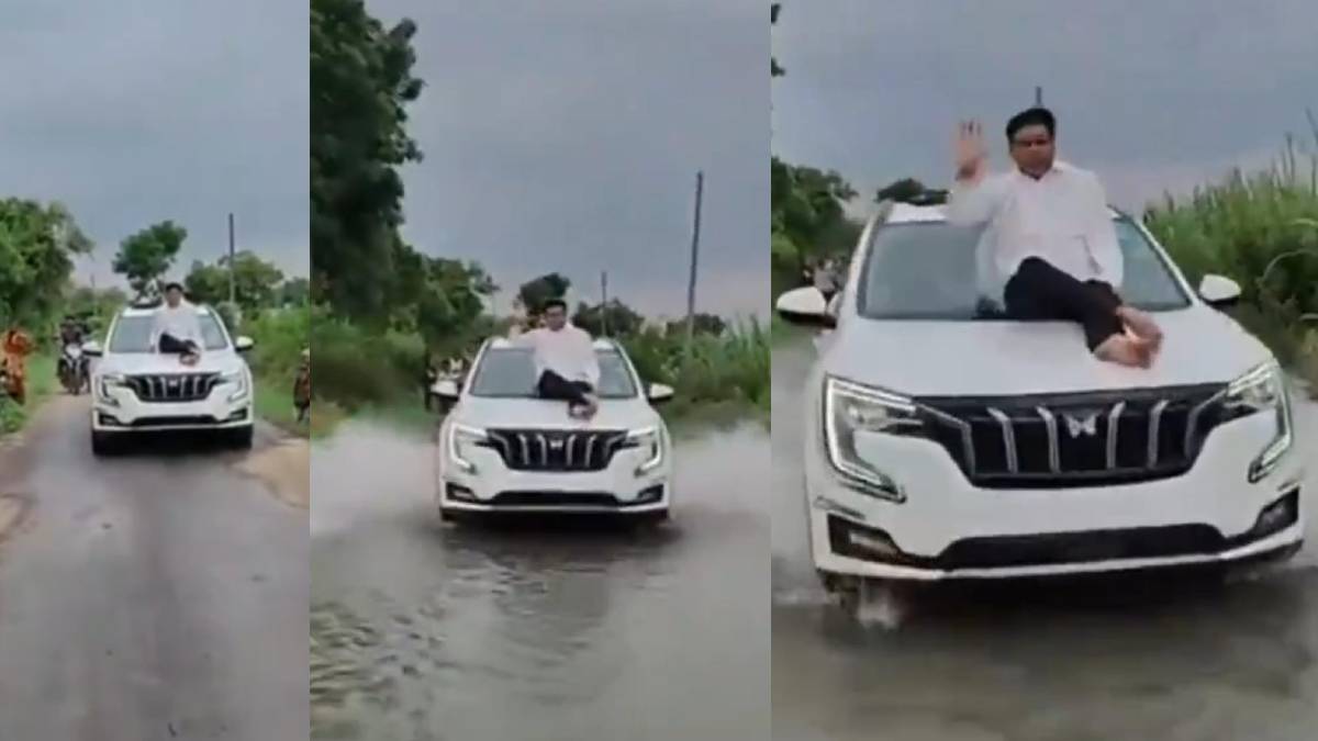 Bhandara Congress MP Prashant Padole journey sitting on the bonnet of ...