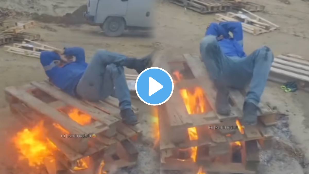 Video viral it was so cold that the person lay down on the burning ...