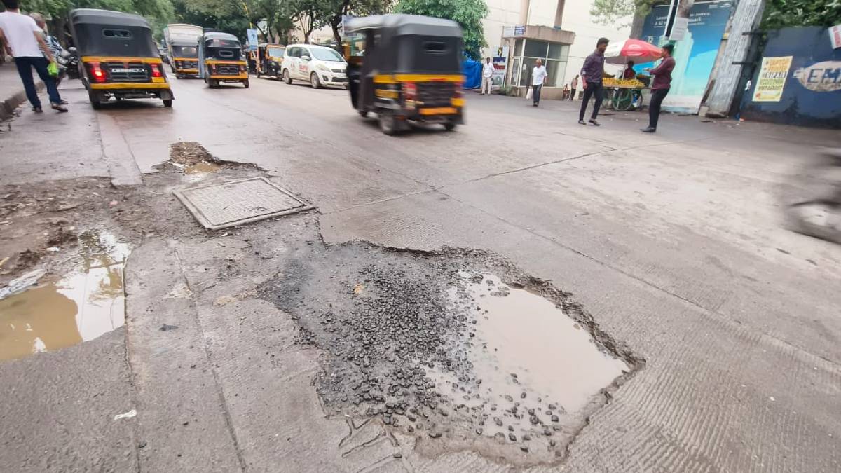 thane internal roads including cement road are damaged with multiple ...