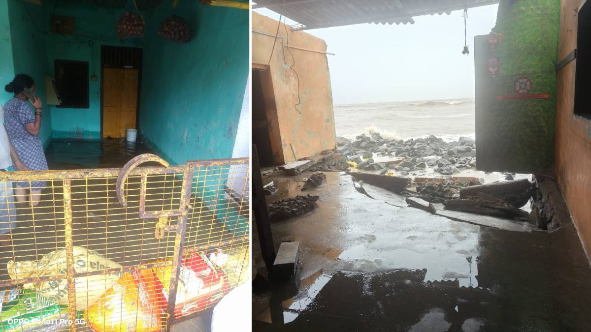 Water in houses on Satpati beach. Big waves likely for coastal villages ...