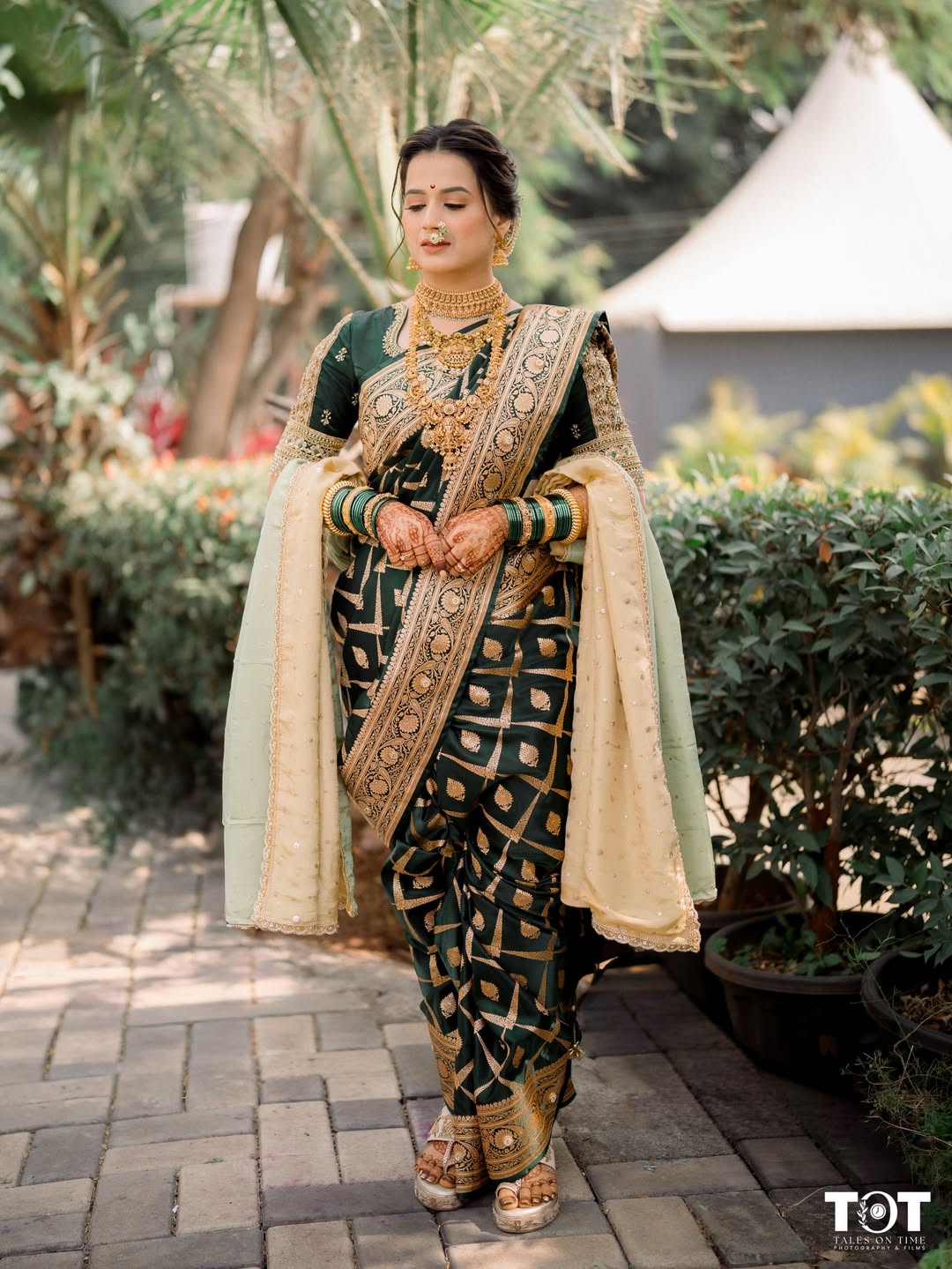 Prajakta Gaikwad Wedding Look Green Nauvari Saree Special Designer ...