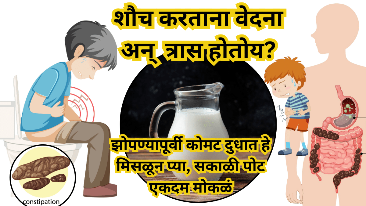 शौच करणे म्हणजे शिक्षा झालीये? झोपण्यापूर्वी कोमट दुधात हे मिसळून प्या ...